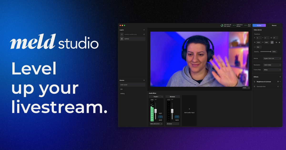 Meld Studio: Go live with perfect audio and flawless video.