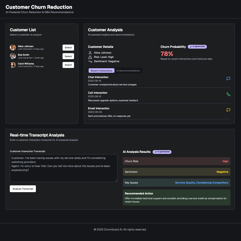 AI-Driven Customer Retention | Prebuilt Applications